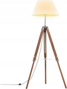 Fionshop 262935537 Stojací lampa stativ medově hnědá a bílá masivní teak