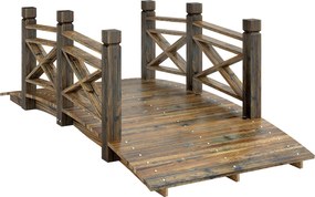 Outsunny obloukový zahradní mostík s madly, ožhavený povrch (Shou Sugi Ban) — průchozí dekorativní most přes jezírko, rustikální design, nosnost 200 k