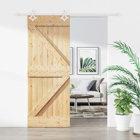 Posuvné dveře s kováním 80 x 210 cm masivní borové dřevo,  3203176