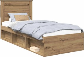 Rám postele Umělecký dub 75 x 190 cm Masivní borové dřevo 3410151