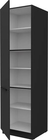 ARIA cc | vysoká skříňka 60 DK-210 2F potravinová s policemi | 60 cm | ANTI FINGERPRINT povrch | černá