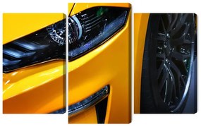 Vícedílný obraz Přední Část Žlutého Sportovního Vozu Nedostatek Nedostatek Přírodní plátno 60x40