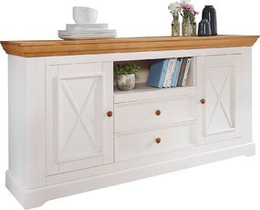 Bílý nábytek Komoda Marone Klasik 2.2, dekor bílá-dřevo, masiv, borovice