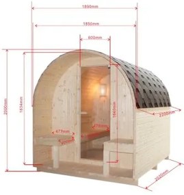 RAKOUSKÝ produkt - Venkovní sauna ISLAND - XL pro 4 osoby 189x220x200 (F90220)
