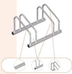 Stojan na 2 kola BIKE, 50x32x27cm, stříbrná Jurhan