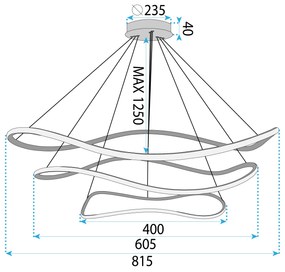 Toolight Závěsné LED osvětlení Modern D22 LHJ018-CP3 zlatá