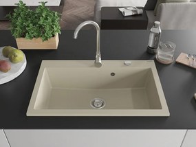Mexen Elix granitový dřez jednokomorový 800 x 500 mm, béžový, sifon chrom - 6527801005-69