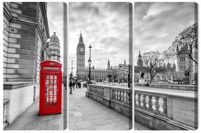 Vícedílný obraz Červená Londýnská Telefonní Budka 3D Nedostatek Nedostatek Přírodní plátno 120x80