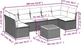 8dílná zahradní sedací souprava s poduškami šedá polyratan 3223575