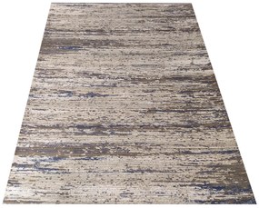 Moderní koberec v béžovo-hnědé barvě s modrým detailem