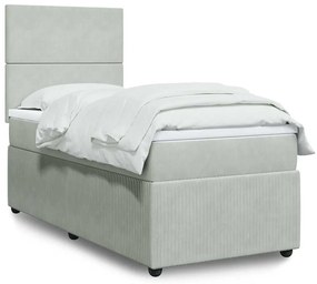 Box spring postel s matrací světle šedá 100x200 cm samet 3292256