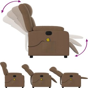Elektrické masážní polohovací křeslo hnědé textil 3205308