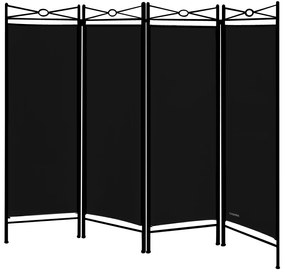 Casaria 4-dílný paraván skládací černý 180 x 163 cm 101163
