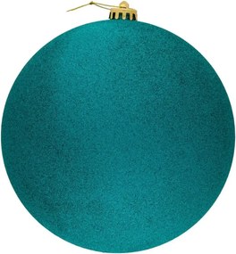 Velká vánoční ozdoba 30 cm plastová koule paví zelená glitter