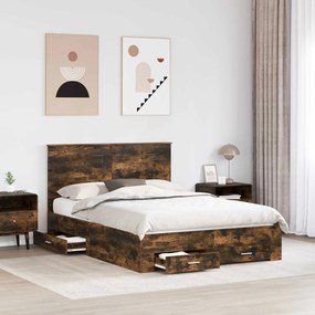 Rám postele s čelo Kouřový dub 140 x 190 cm Kompozitní dřevo 3409644