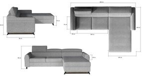 ELTAP MARIALL rozkládací sedací souprava s úložným prostorem tmavě šedá 300 x 69 - 98 x 190 cm