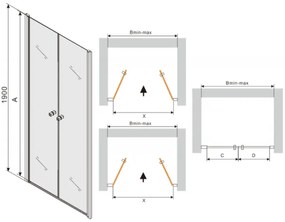 Mexen TEXAS sprchové dveře do otvoru 90 cm, 880-090-000-01-00