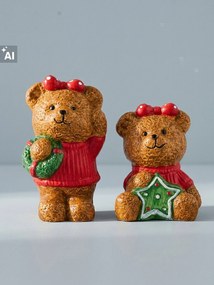 Sinsay - Stojící vánoční dekorace ve tvaru medvídků 2 pack - vícebarevná