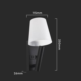 LED Solution Černé nástěnné LED svítidlo s USB/PD nabíjením 2W 240016