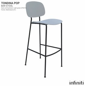 Barová židle Tondina Pop Barva kovové konstrukce: Matt black 31, Barva sedáku a opěradla z recyklovaného plastu: Almond grey IP421C
