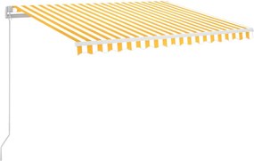 Ručně zatahovací markýza s LED světlem 350 x 250 cm žlutobílá 3068883