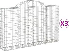 Klenuté gabionové koše 3 ks 200x30x120/140cm pozinkované železo 3146132