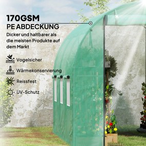 Skleník Outsunny 200x300x200cm z polyethylenu s dveřmi, 6 okny, pozinkovaným ocelovým fóliovým tunelem, 170g/m² PE, stabilní tunel na rostliny, sklen…