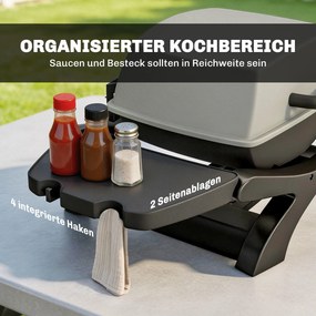 Outsunny stolní elektrický gril 2300W 23x71 cm přenosný elektrický gril s nepřilnavými grilovacími rošty, odkapávací miska