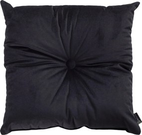 Sametový polštář Velvet s knoflíkem barva černá látka lesklé, sametová