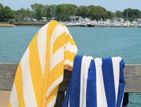 Abyss & Habidecor PRADO luxusní modrý plážový ručník Abyss & Habidecor z egyptské bavlny, Barva 302 - Lagoon