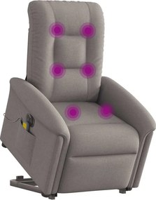Elektrické zvedací masážní polohovací křeslo taupe textil 3303291