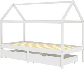 vidaXL Rám dětské postele se zásuvkami masivní borovice 90x200 cm [322141] Barva: Bílá