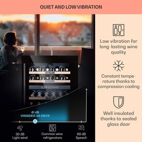 Klarstein Vinsider 36 Onyx Edition, vinotéka, 85 l, 2 zóny, 5-22 °C