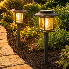 Solární LED sloupková lampa - Sunlight A6109 - 38 cm - sada 2 ks