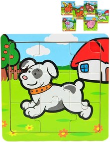 _Ostatní 1_ DŘEVO Baby puzzle moje první zvířátka 9 dílků na desce různé druhy 00512018