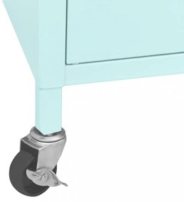 Plechová skříňka s kolečky Dekorhome Modrá