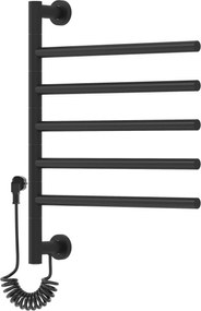 Gamma Awry, elektrický koupelnový radiátor s otočnými rameny 516x622 mm, 75W, černá, GMA-AWRY-622516-BK