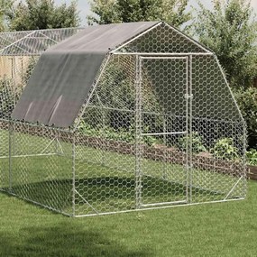 Výběh pro slepice se střechou 2,5x6x2,25 m pozinkovaná ocel 3328527
