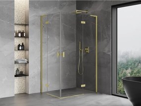 Mexen Mist-H L Duo, 2-křídlý ​​sprchový kout 80 x 85 cm, čiré sklo, zlatý matný profil, 8A5L-080L-085P-55-00