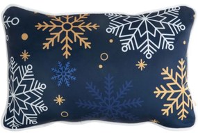 Modrý vánoční povlak na polštář zdobený sněhovými vločkami Šířka: 30 cm | Délka: 45 cm
