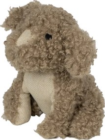 Hnědá kudrnatá dveřní zarážka pes Dog - 21*22*25 cm