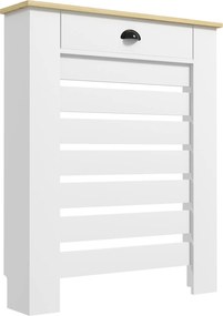 HOMCOM Kryt na radiátor, Radiátorová skříň, Horizontální mřížka, se zásuvkou, pro obývací pokoj, ložnici, chodbu, Dřevo, 78 x 19 x 95,5 cm, Bílá