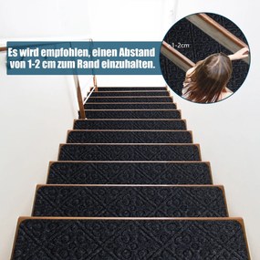 Costway 15 Koberce na schody Protiskluzové koberce na schody 76 cm x 20 cm