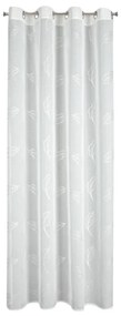 Bílá záclona se stříbrným potiskem IZABEL na kroužcích 140 x 250 cm