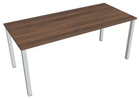 Stůl jednací rovný 180 cm - Hobis Uni UJ 1800 Dekor stolové desky: ořech, Barva nohou: Stříbrná