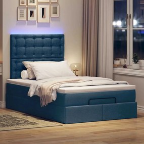 Osmanský rám postele s matrací modrá 120x190cm textil 3314161