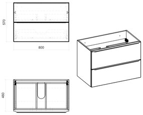 Koupelnová závěsná skříňka pod umyvadlo KAPA dub zlatý 80 cm