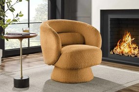 Designové otočné křeslo Herning hořčicová bouclé