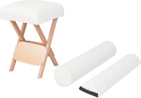 vidaXL Skládací masážní stolička 12 cm silný sedák 2 podhlavníky [110147] Barva: Bílá