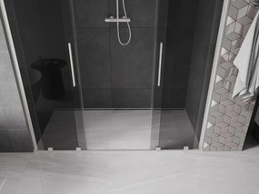 Mexen Velar L Duo, posuvné sprchové dveře do otvoru 170 cm, 8mm šedé sklo, broušená ocel, 871-170-003-42-97
